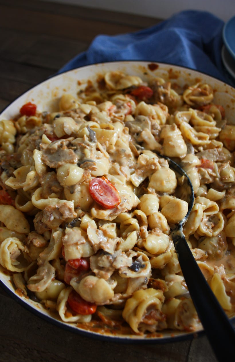 Krämig kebabpasta med kycklingkebab | Madame Edith | Allt om Mat