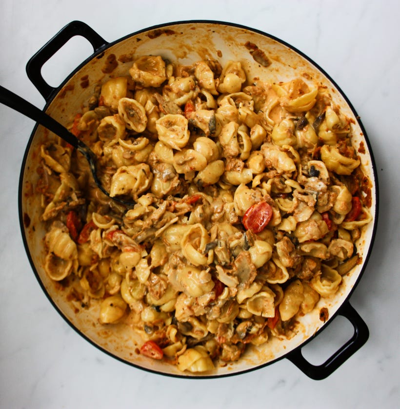 Krämig kebabpasta med kycklingkebab | Madame Edith | Allt om Mat