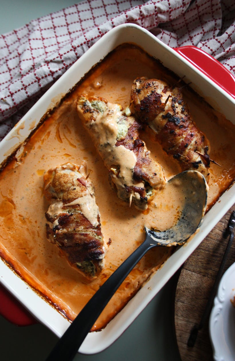 Fylld baconlindad kycklingfile i ... | Madame Edith | Allt om Mat